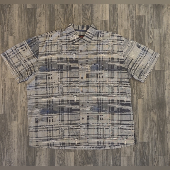 FUBU | Shirts | Vintage Fubu Mens Xxxl Grey Abstract Button Down Shirt | Poshmark